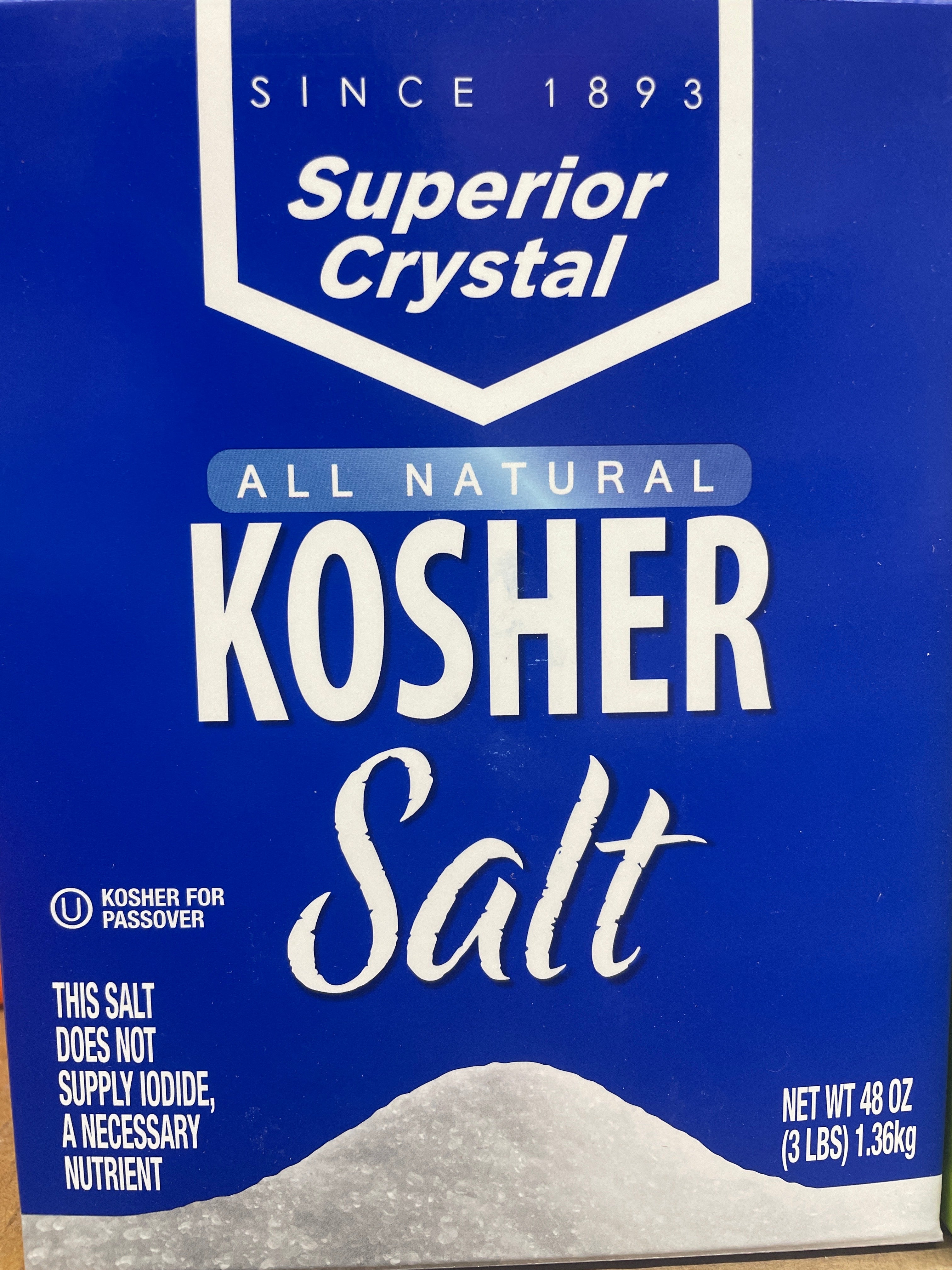 Super Crystal Kosher Salt 3LB – JFK Grocery Inc.